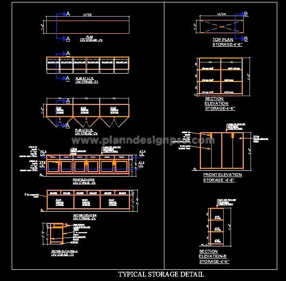 Compact Storage Unit Free CAD Block with Plan and Elevation